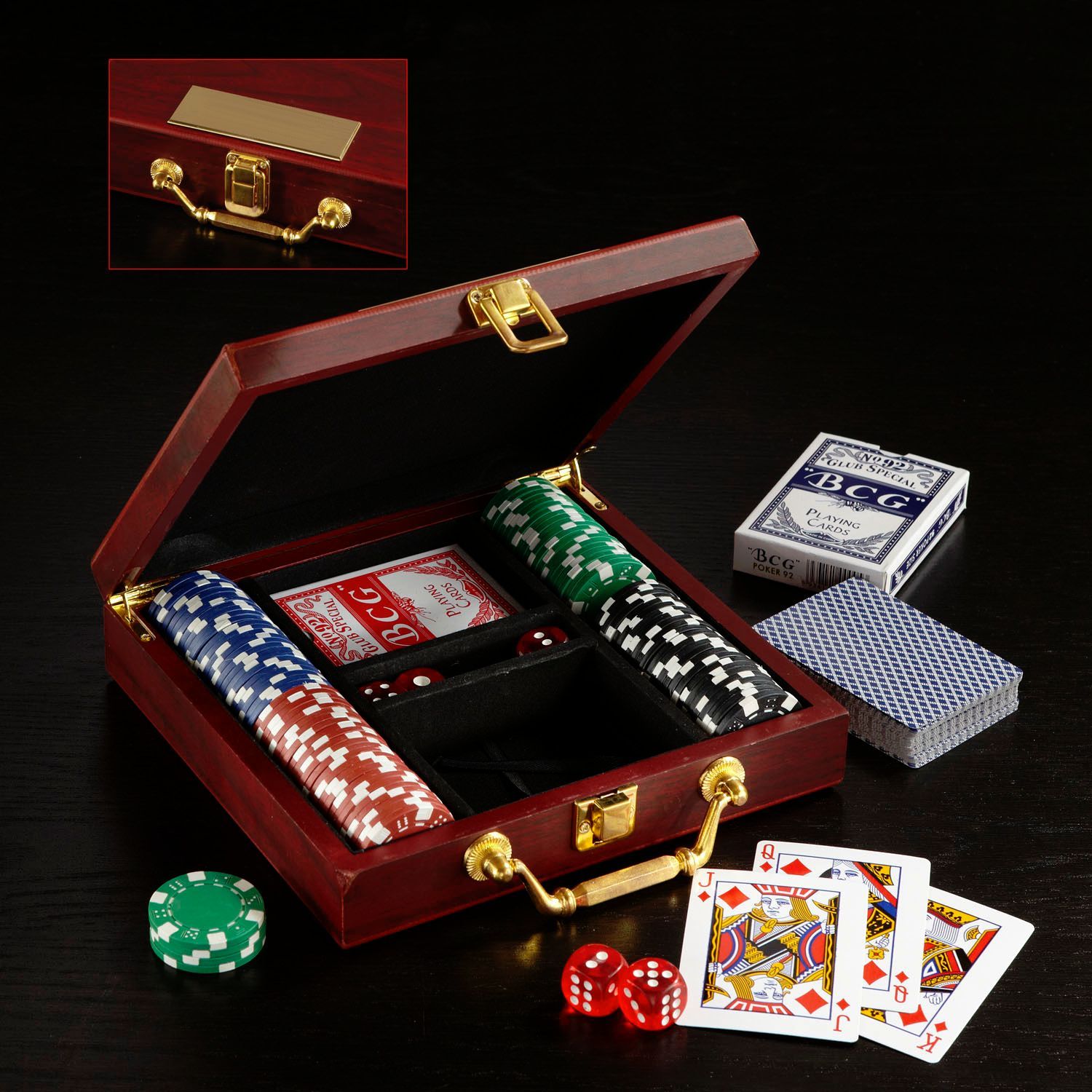 Benchmark Wooden Box Poker Set | Lasting Impressions