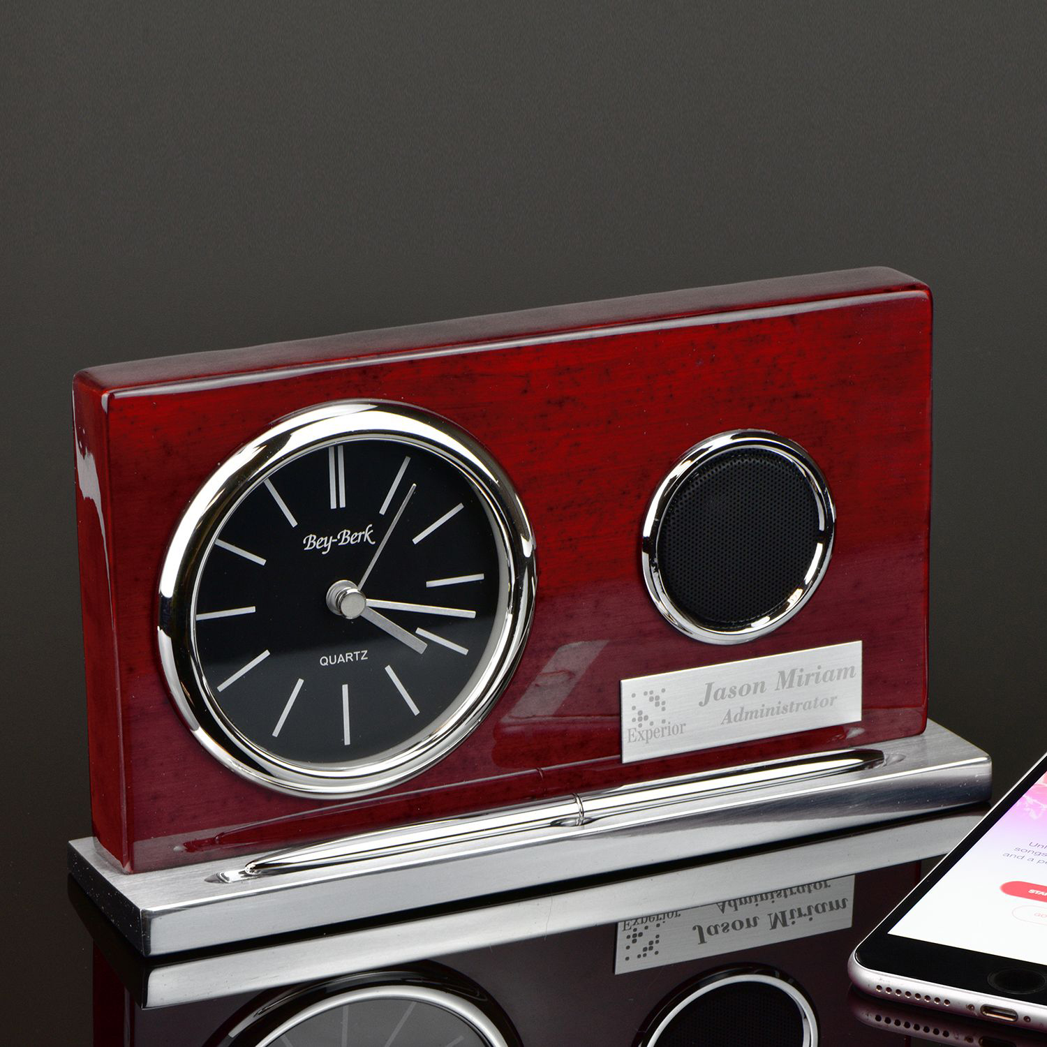 Benchmark Wireless Speaker Clock with Pen | Lasting Impressions
